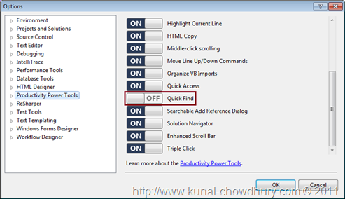 "Quick Find" a better way using Visual Studio Productivity Power Tools | Kunal Chowdhury